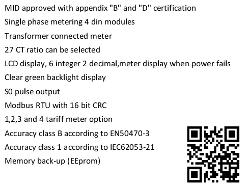 EM418 CT MID approved Single Phase multi-function meters multi-rate ...