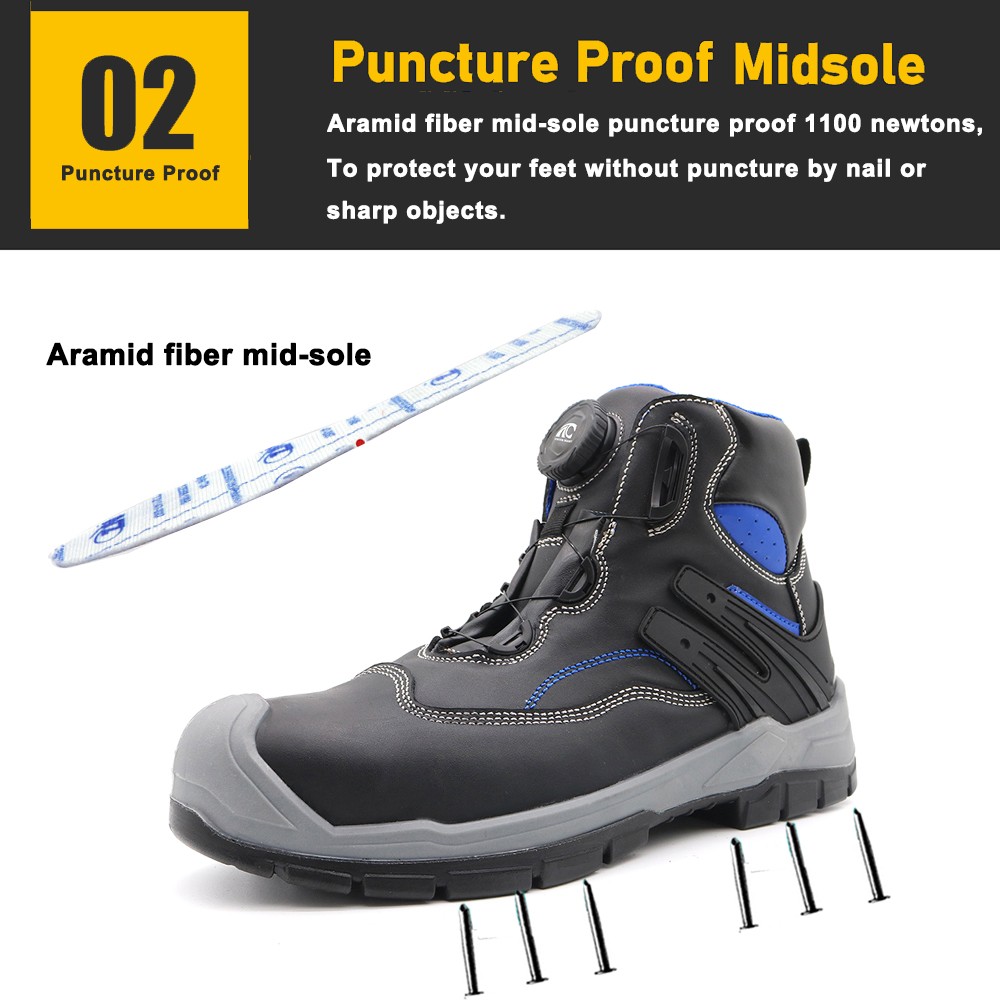 Fast Lacing System Black Cow Leather Safety Boots for Men - Buy safety ...