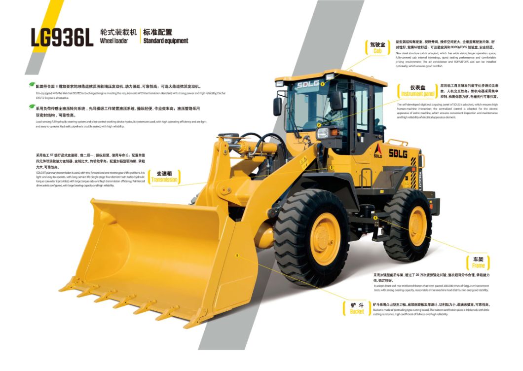 Best Brand 3 Ton Payloader Sdlg LG936L with Pilot Control and Air ...