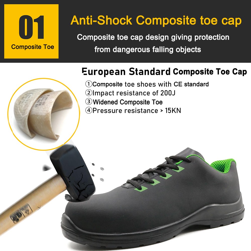 Black Anti Static Composite Toe Waterproof Safety Shoes for Men Light ...
