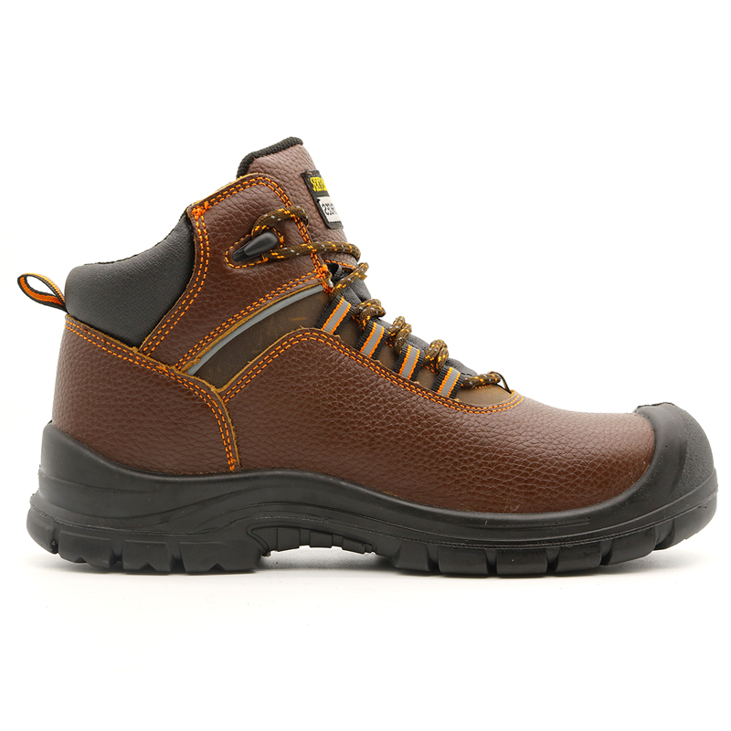 Brown Genuine Leather PU Sole Steel Toe Prevent Puncture Safety Boots ...