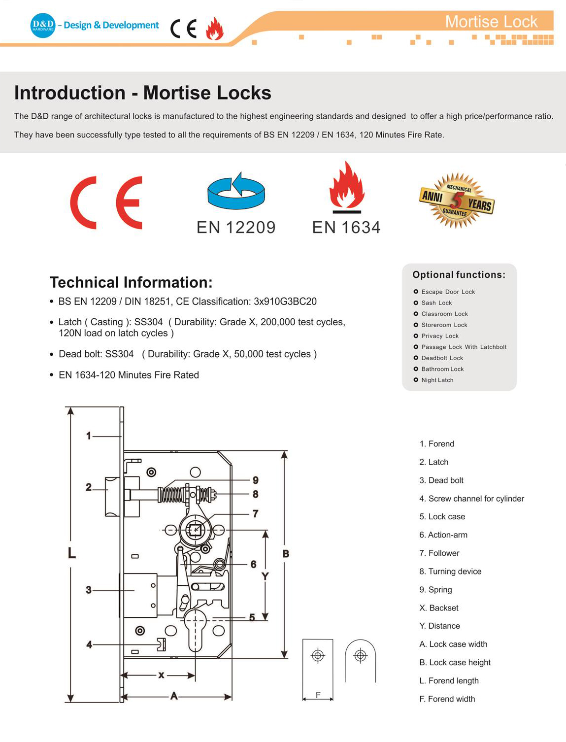 EURO Mortise Locks- CE Certificate-BS EN 12209 - D&D HARDWARE