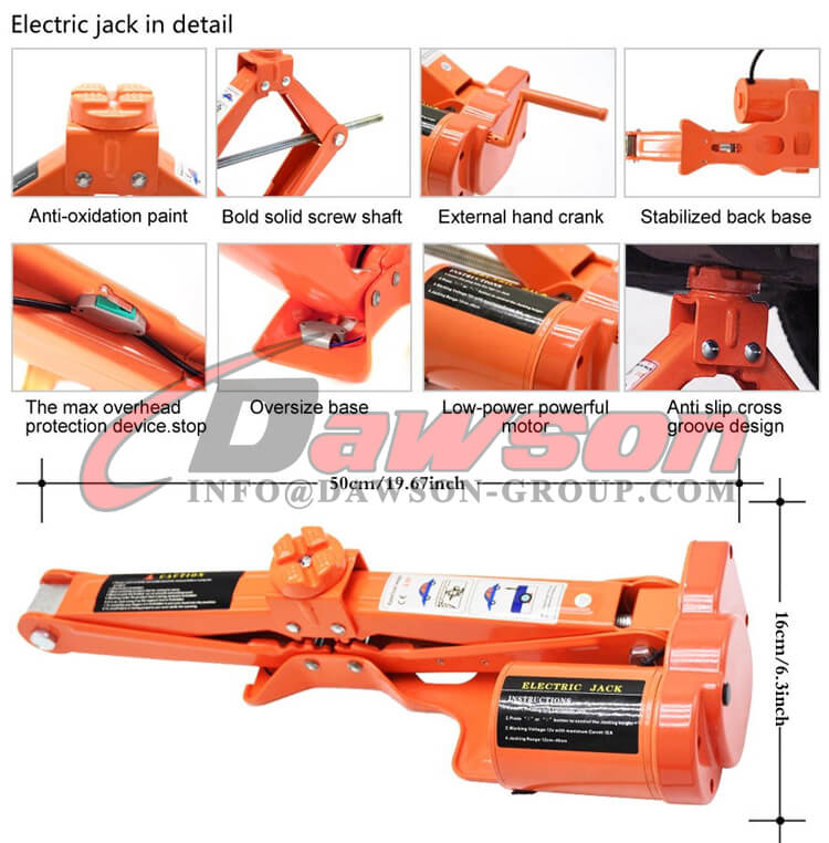 DC 12V 5T 45CM Electric Scissor Jack & Electric Wrench Suit, Electric ...