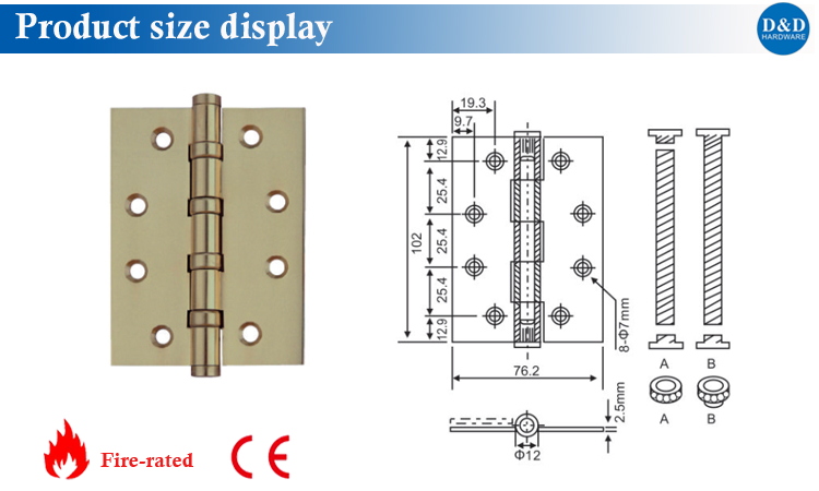 DDBH006-Solid Brass 4 Ball Bearing Hinge for Metal Doors from China ...