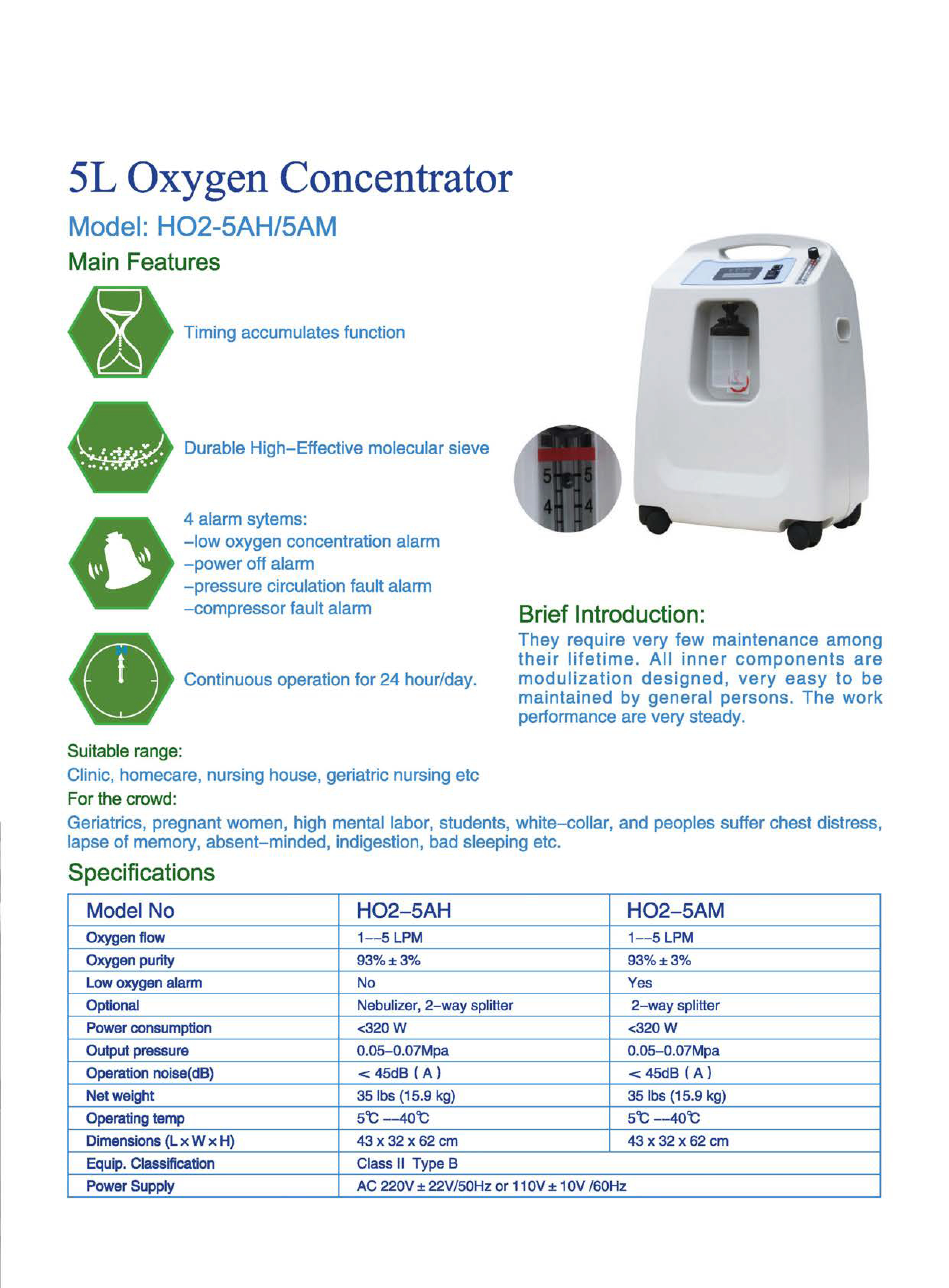 HO2-5AM High Quality Hospital Medical Portable Small Oxygen ...