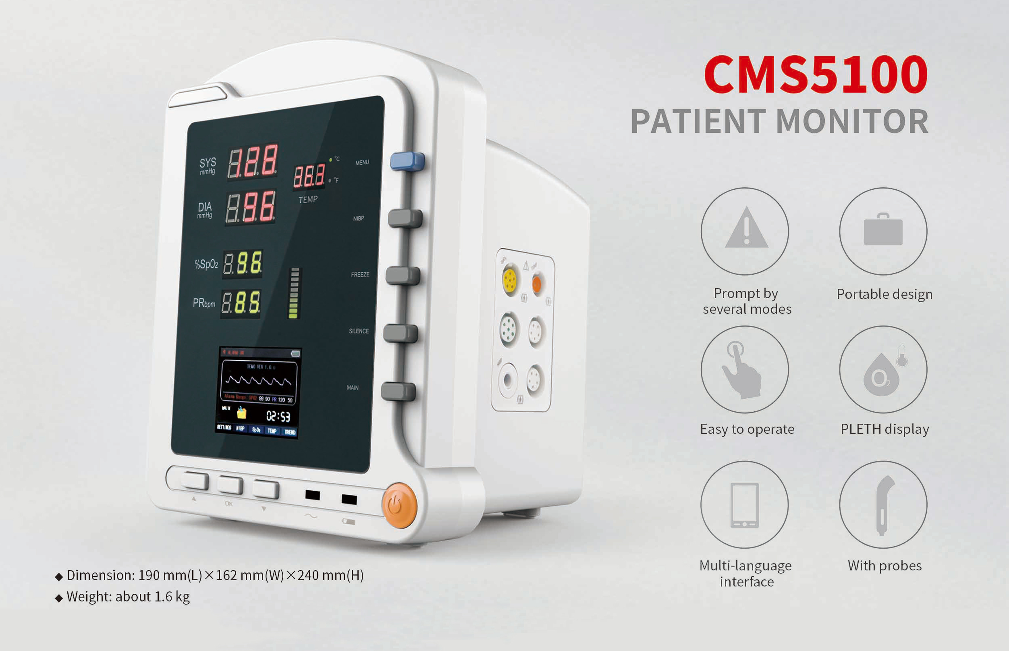 High Quality Medical Portable ICU vital signs monitor NIBP SPO2 Patient ...
