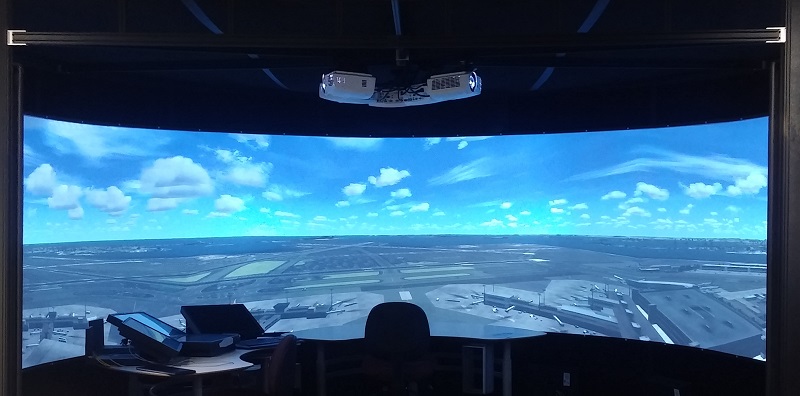 Large Curved Projection Screen for Flight Simulator System