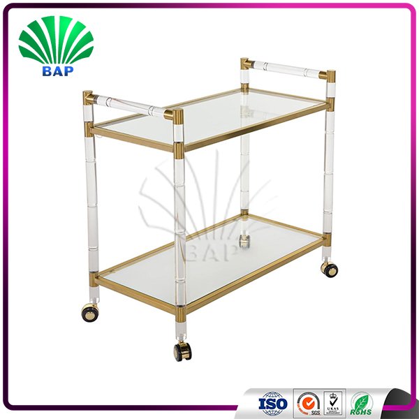 Clear Acrylic Trolley Cart Acrylic Furniture Three Tiers Hotel Serving ...
