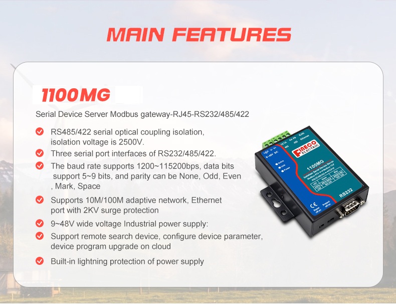 1100MG modbus gateway in energy meters tcp ip to rs485 converter RTU ...