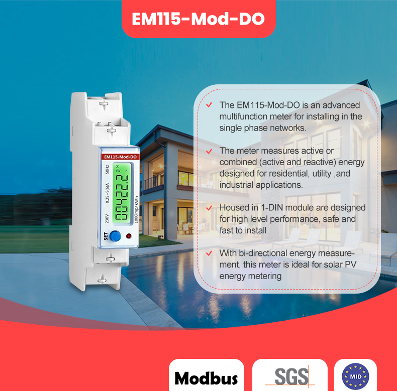 EM115-Mod-DO single phase ~5A~MID~Modbus~DO - Buy energy meter, din ...