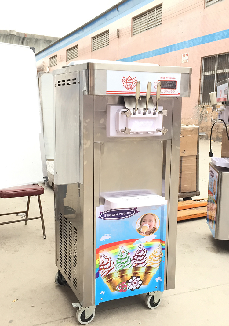 Floor Stand Frozen Yogurt Maker with 3 Flavors Small Soft Ice Cream ...