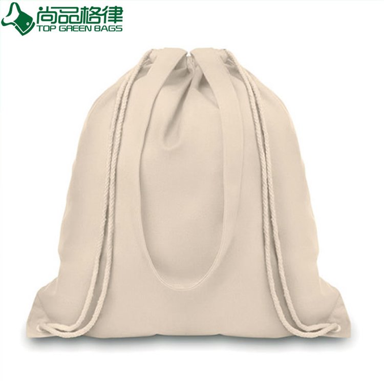 White Organic Cotton Canvas Drawstring Backpack Bag (TP-dB161) - Buy ...