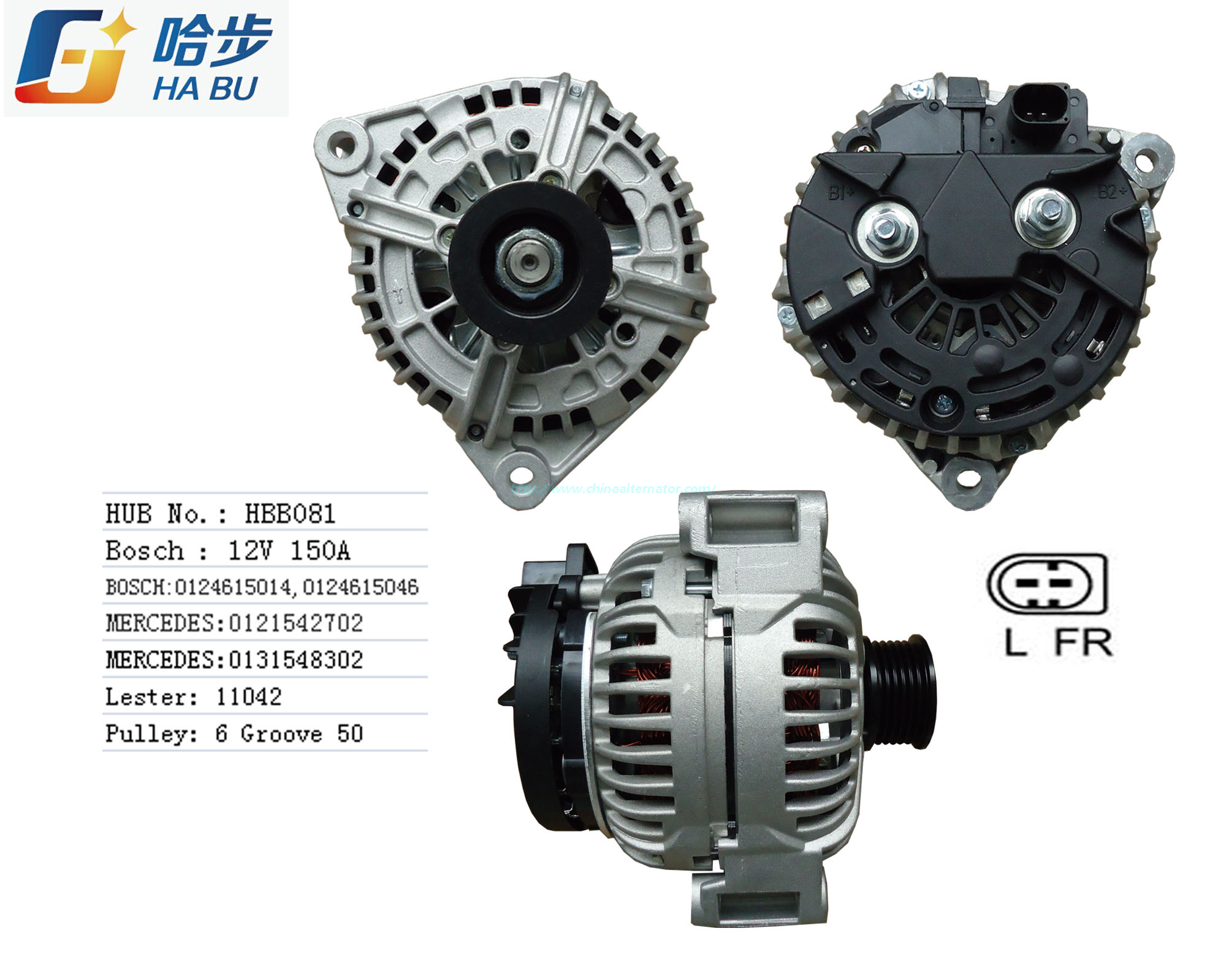 Alternator for Mercedes-Benz 12V150A ,OEM:0124615014,0121542702 - Buy ...